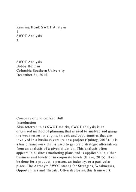 Red Bull SWOT analysis | PPTX | Marketing and Advertising | Business