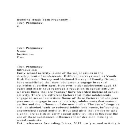 Theology Research Paper: Teenage Pregnancy | PDF