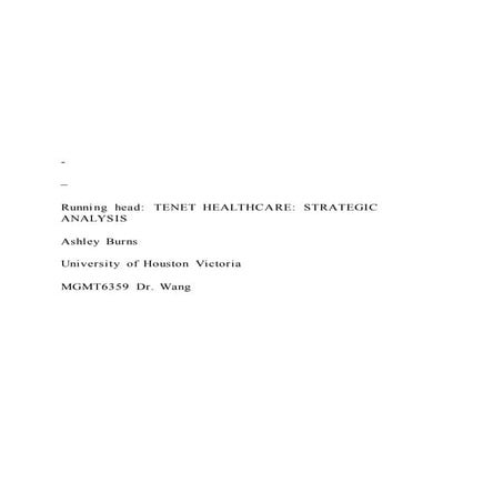 Running head TENET HEALTHCARE STRATEG | DOCX