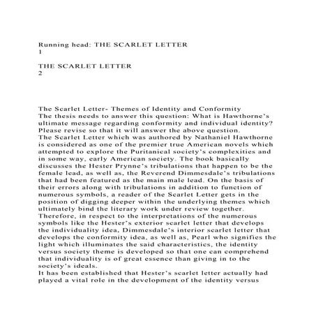 Running head THE SCARLET LETTER .docx