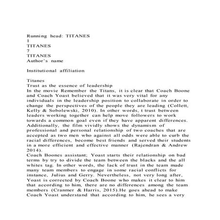 Remember The Titans Essay | PDF