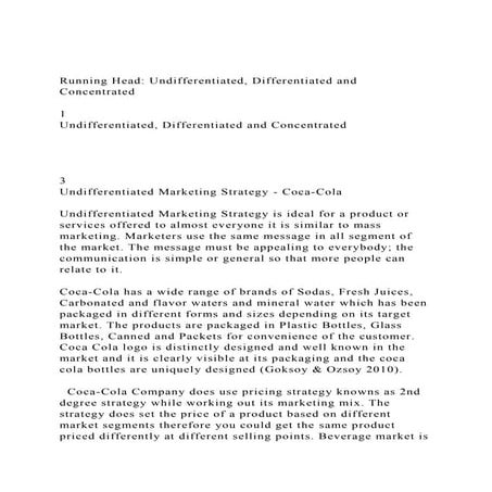 Running Head Undifferentiated, Differentiated and Concentrated.docx