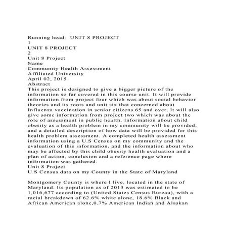Running head UNIT 8 PROJECT1UNIT 8 PROJECT2Unit 8 Proj.docx