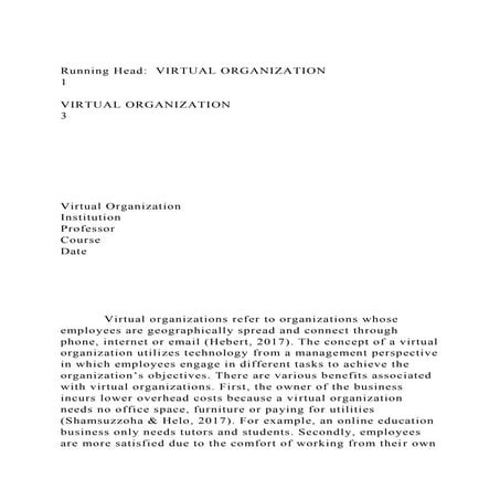Running Head VIRTUAL ORGANIZATION .docx