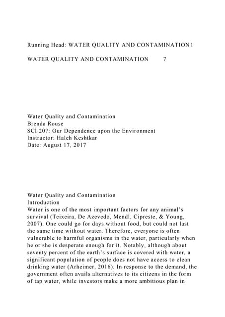Checking of bacterial contamination of water using H2S | PDF