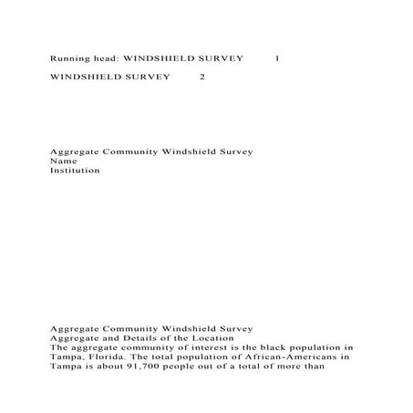 Running head WINDSHIELD SURVEY1WINDSHIELD SURVEY2.docx