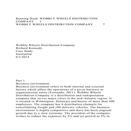 Running Head WOBBLY WHEELS DISTRIBUTION COMPANY1WOBBLY WHEELS .docx