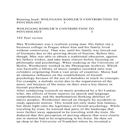 Running head WOLFGANG KOHLER’S CONTRIBUTION TO PSYCHOLOGY .docx