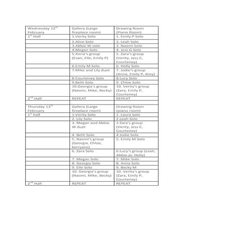 Running order | DOCX