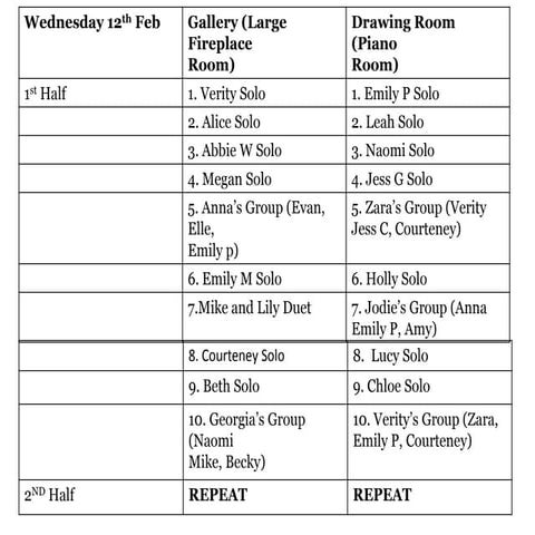 Running order | DOCX