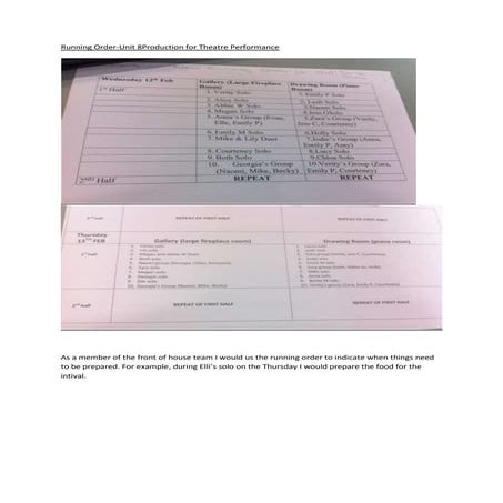 Running order | DOCX