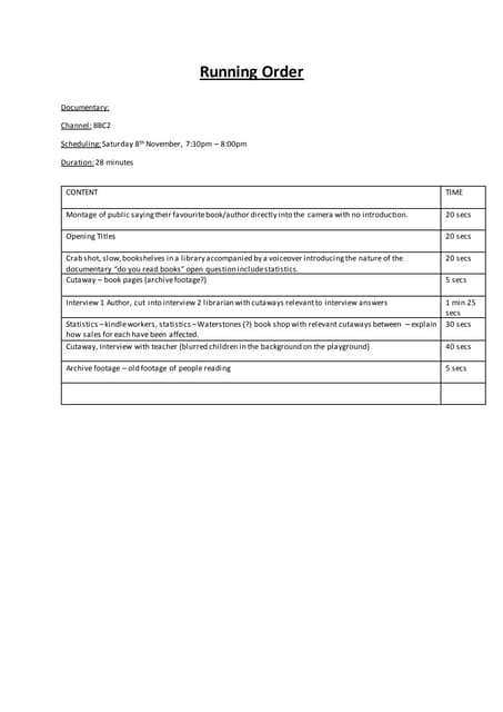 Filming Schedule | PDF