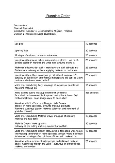 Running order (1) | PDF