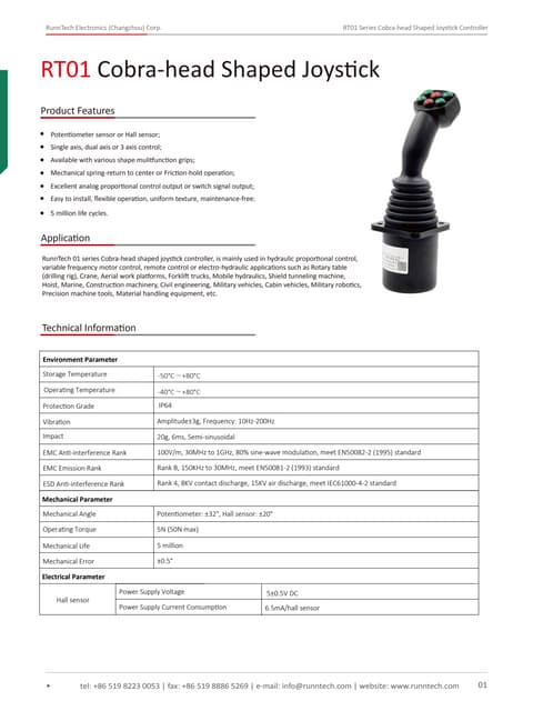 Runntech Rt100 Multi Axis Joystick Controller Pdf
