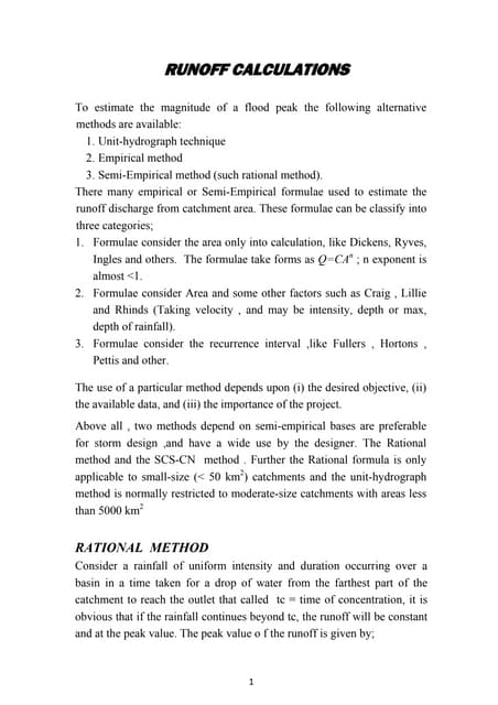 Rational and scs method for peak discharge | PPTX