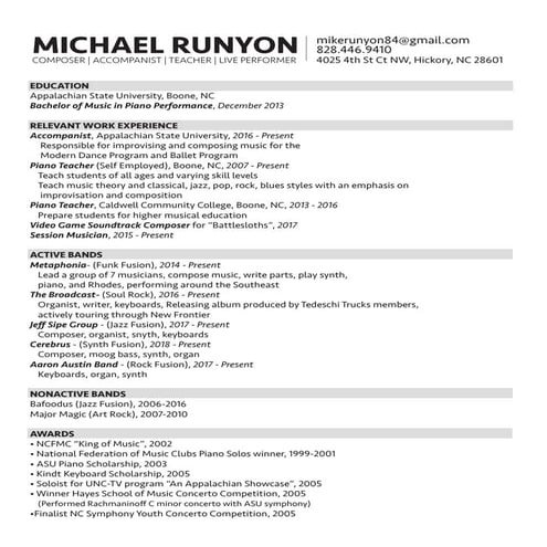 Runyon, mike resume | PDF