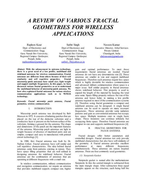 Design and Analysis of Fractal Antenna | PDF