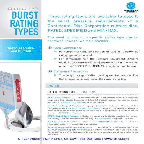 Rupture Disc Burst Rating Types | PDF