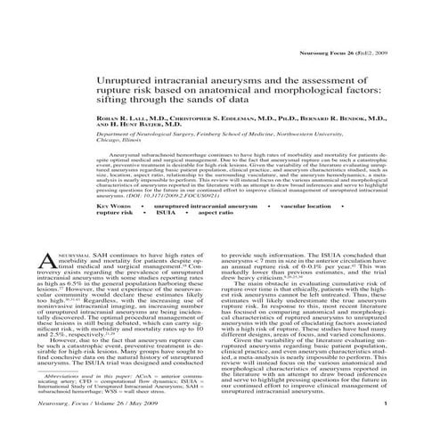 Development of the phases score for prediction of risk of rupture of ...