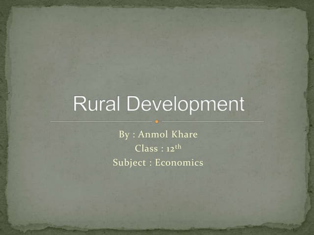 Rural development | PPTX