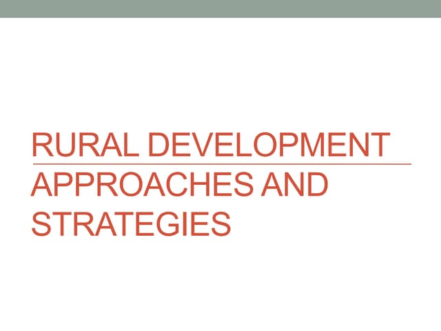 11 main approaches in rural development | DOCX