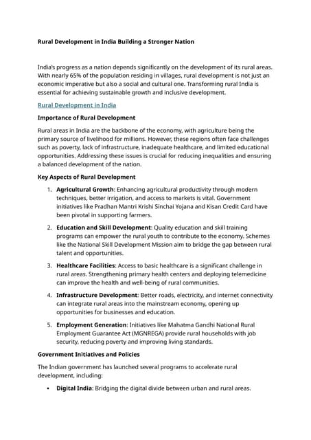 Rural Development Meaning, definition and concepts | PPT