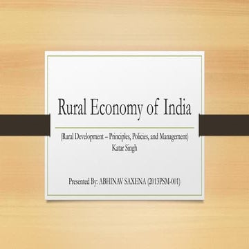 Rural economy of India (Rural Development - Principles, Policies, and ...