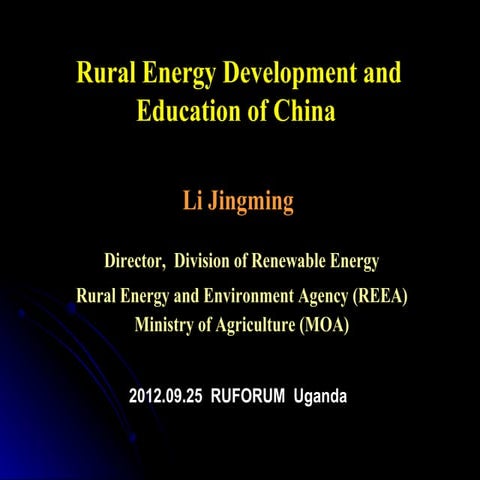 Rural Energy Development and Education of China | PPT