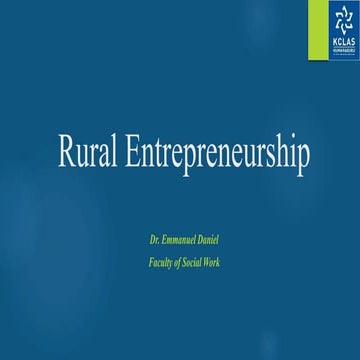Rural Entrepreneurship | PPTX | Business | Business and Finance