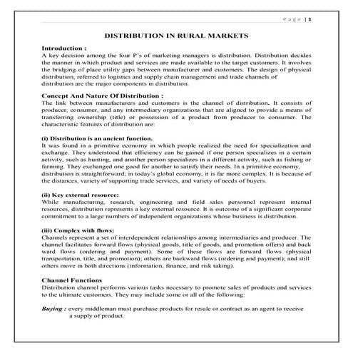distribution system in rural markets | PDF
