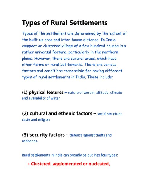 Settlement patterns | PPTX