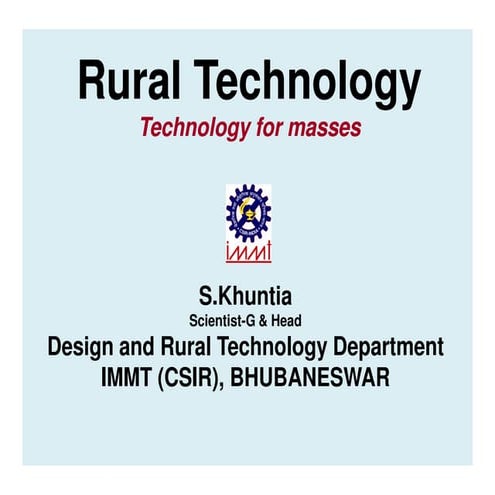 Rural Tech S.Khuntia | PPT