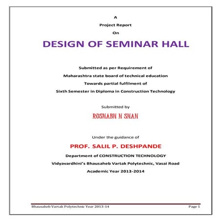 Design of seminar hall | PPTX