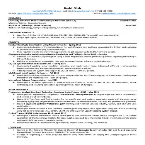 Rushin shah resume 2016 | PDF