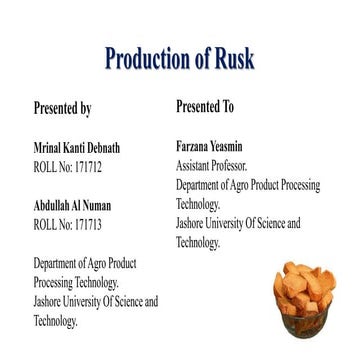 Rusk production processing/Technology of Bangladesh and India | PPTX