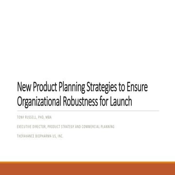 New Product Planning Strategies to Ensure Organizational Robustness for ...