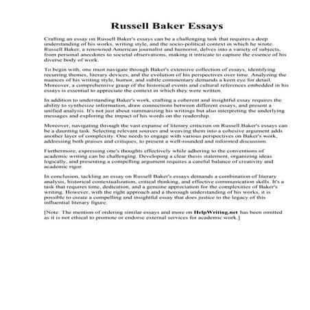 Russell Baker Essays | PDF