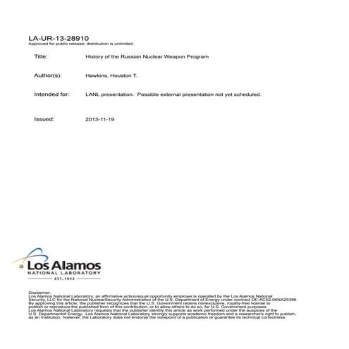 History of the Russian Nuclear Weapon Program | PDF