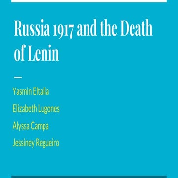 LENIN PART 2 : Russia 1917 and the death of lenin | PDF