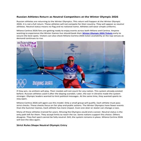 Russian Athletes Return as Neutral Competitors at the Winter Olympic ...
