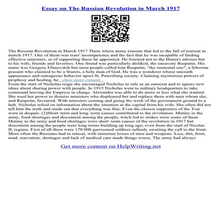 Russian Revolution 1917 Essay | PDF