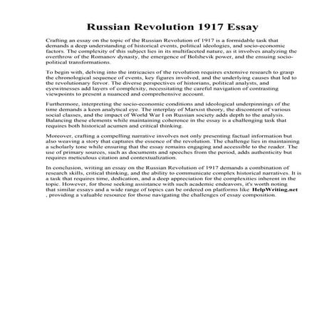 Russian Revolution 1917 Essay | PDF