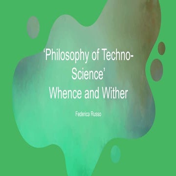 Philosophy of Techno-Science: Whence and Whither | PPT