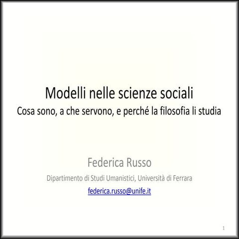 Modelli Nelle Scienze Sociali Ppt