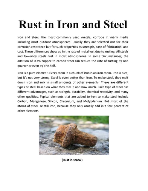 Rusting of iron expt and prevention | PPT