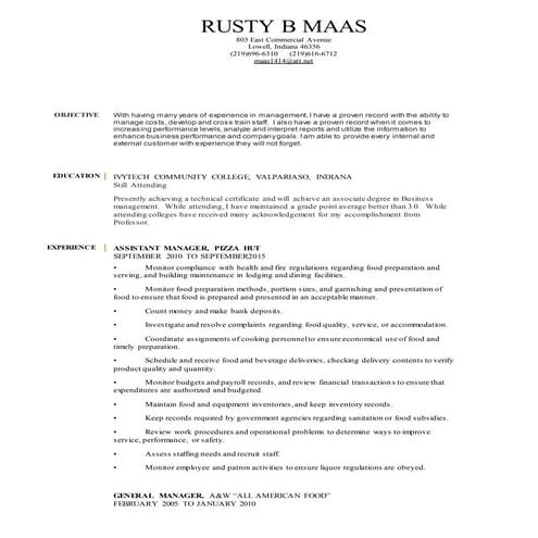 Rusty b maas resume 2 | DOCX