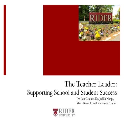 The Teacher Leader: Supporting School and Student Success | PPT