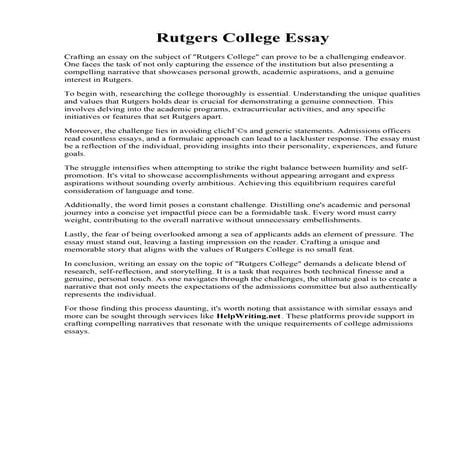 Rutgers College Essay | PDF