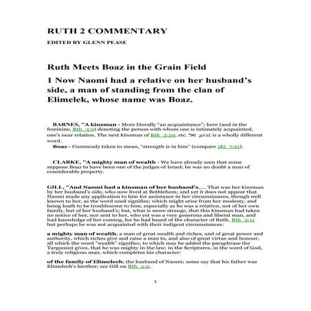 Ruth 2 commentary | PDF