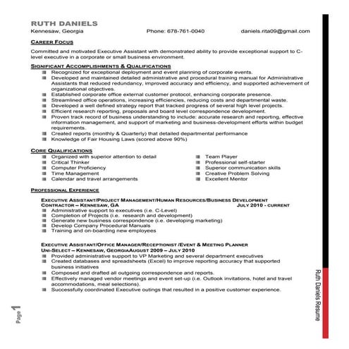 Ruth daniels resume - april 2013 - updated | DOCX | Business ...
